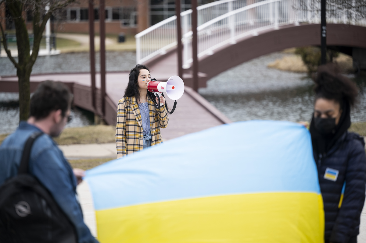 Students lead rally to support Ukraine at EMU - mlive.com