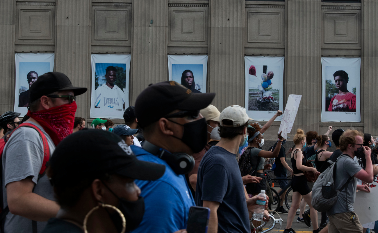 Detroit protesters march to site where 1967 riot began in eighth day of ...