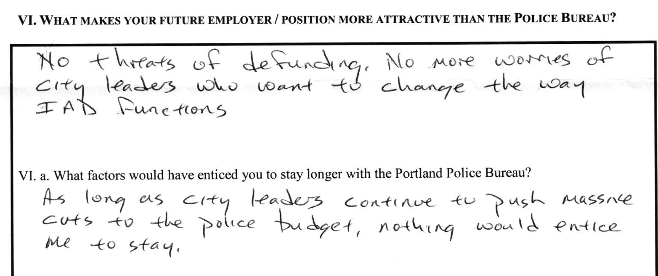 Portland police exit interview statements - oregonlive.com