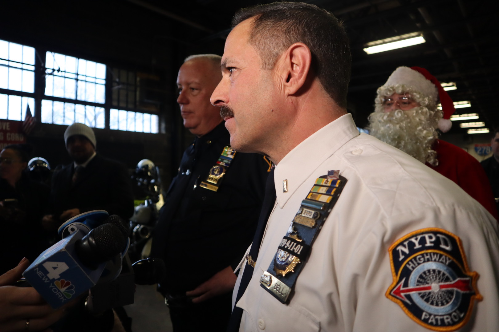 NYPD Highway District 5 officers at Seton Foundation for Learning for the 11th annual Santa Day ...