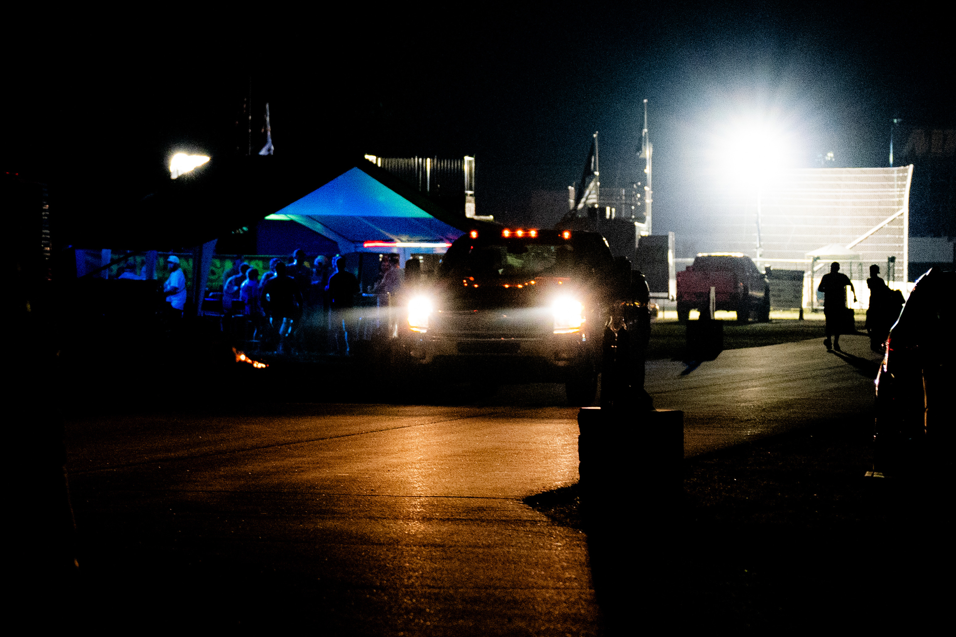 Day and night inside the infield at Michigan International Speedway ...