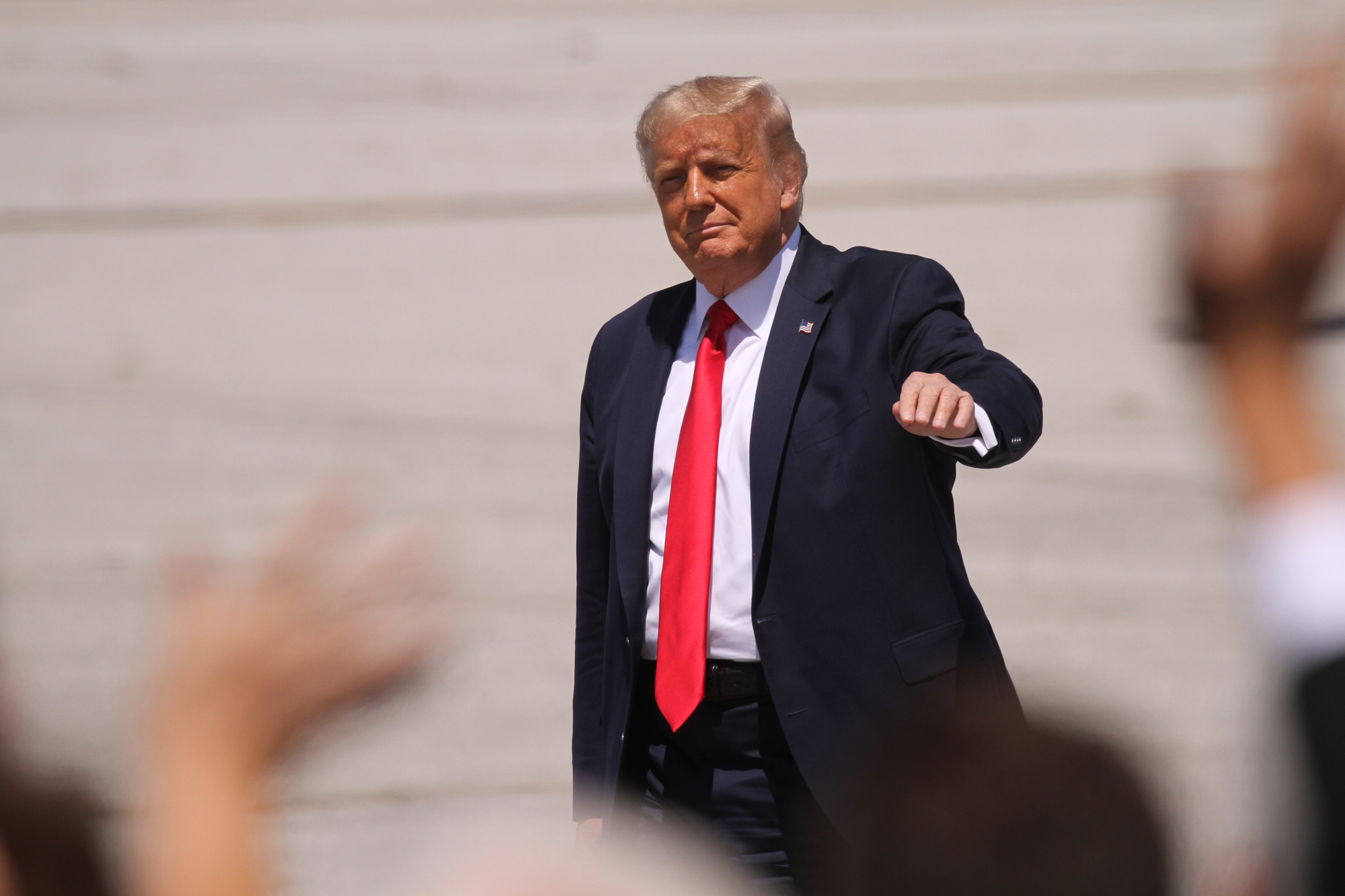 President Trump stops at Burke Lakefront Airport in Cleveland ...