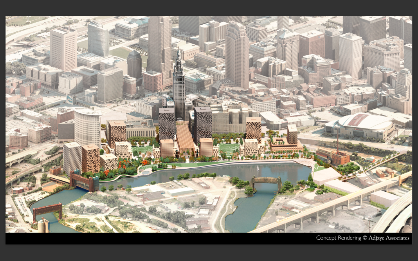 Renderings building the case for Cleveland lakefront and riverfront ...