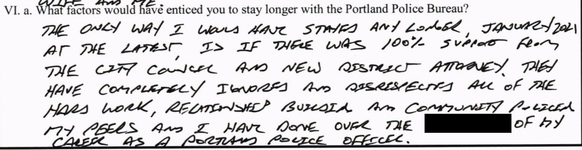 Portland police exit interview statements - oregonlive.com