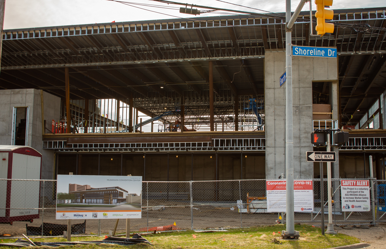 Construction has stopped on the upcoming Muskegon Convention Center ...