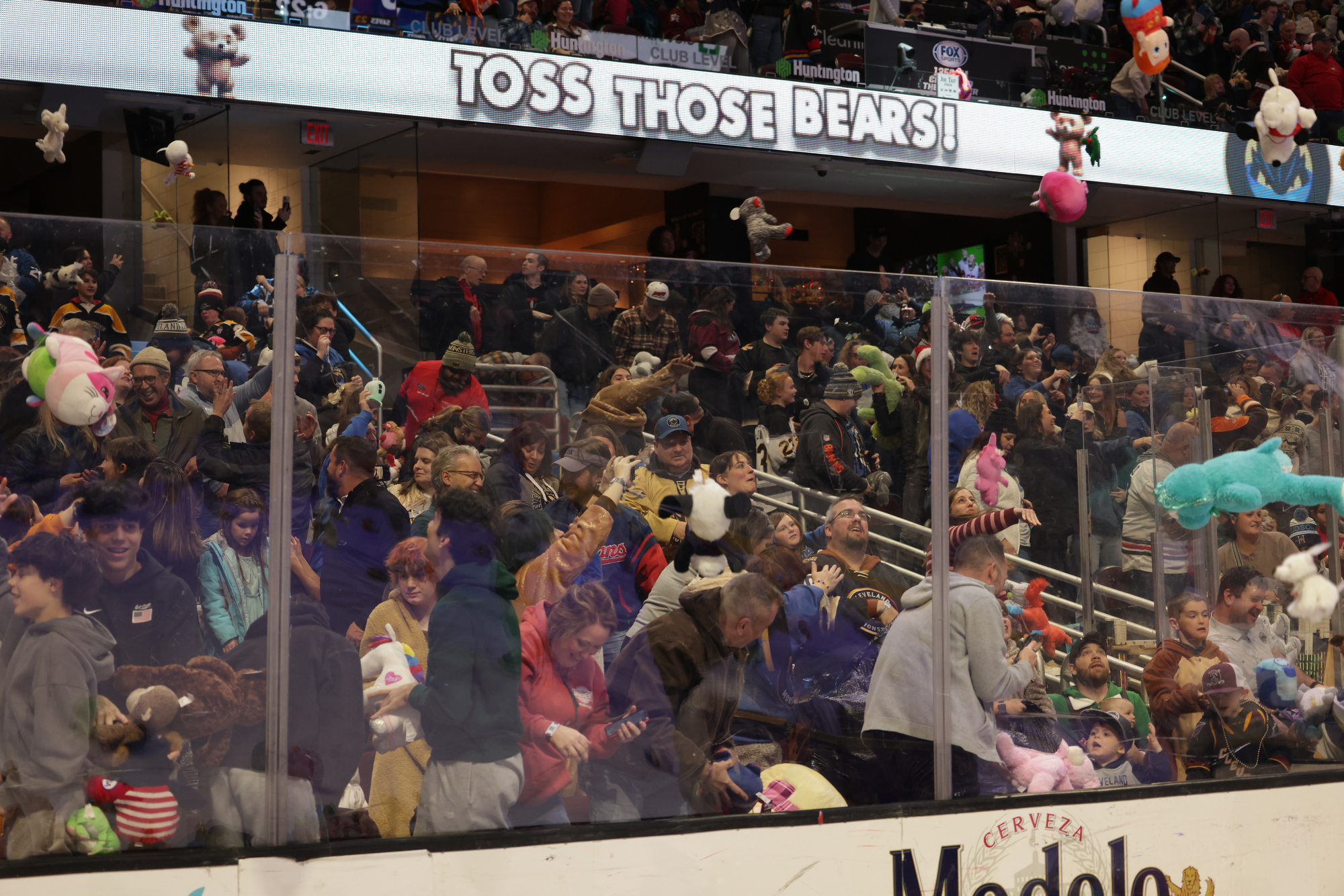 Teddy Bear Toss at Cleveland Monsters game - cleveland.com