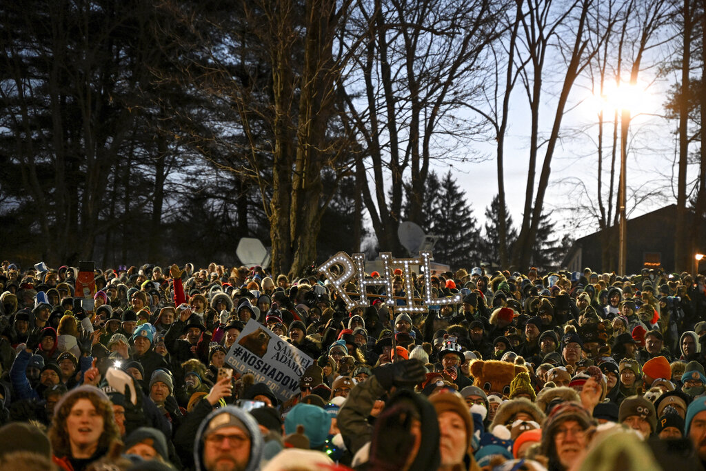 Punxsutawney Phil sees his shadow during annual Groundhog Day event in ...