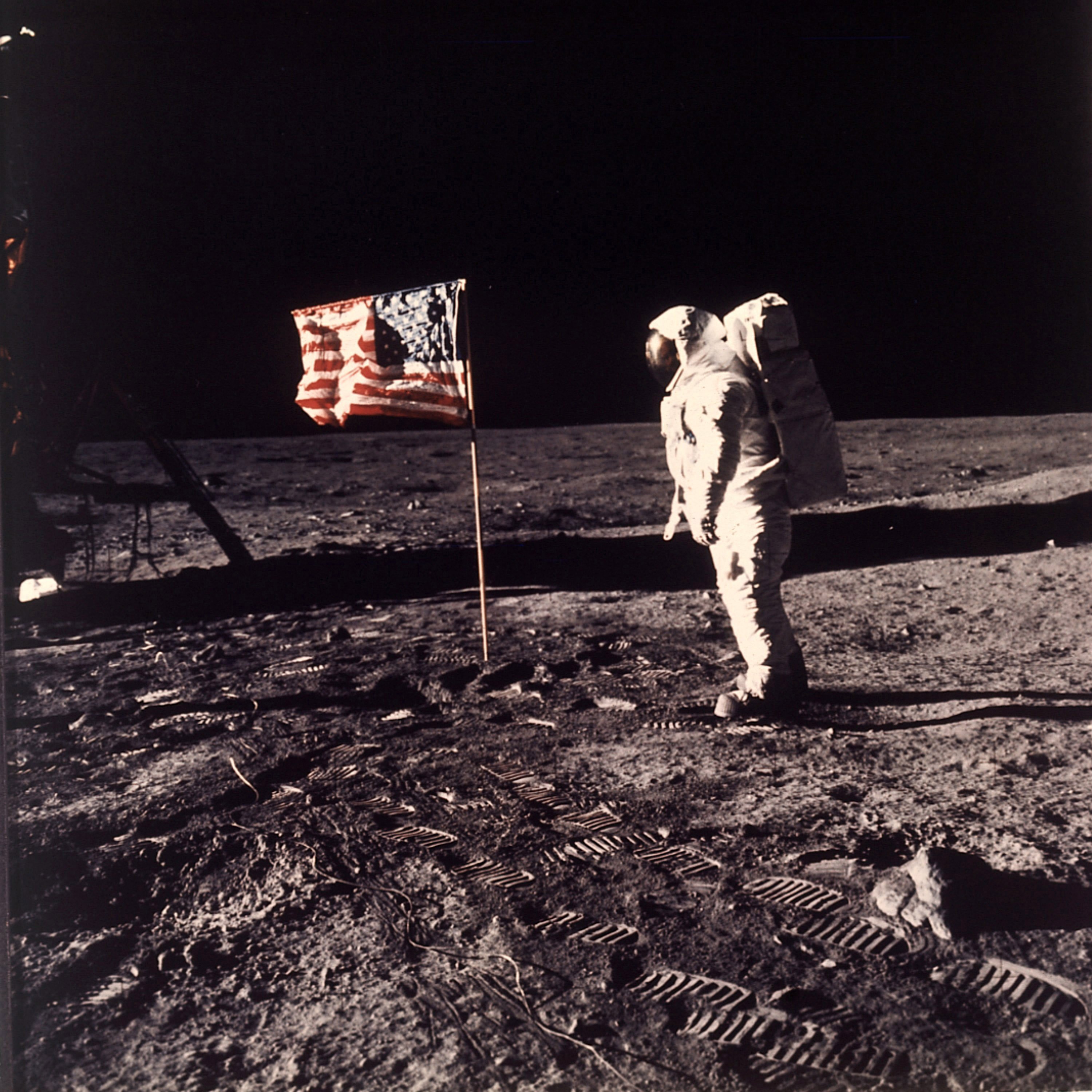 American Flag With Moon Landing 1969