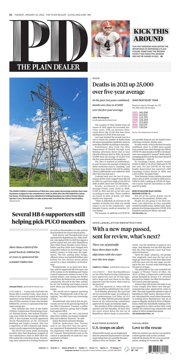 2022 Plain Dealer front page images - cleveland.com
