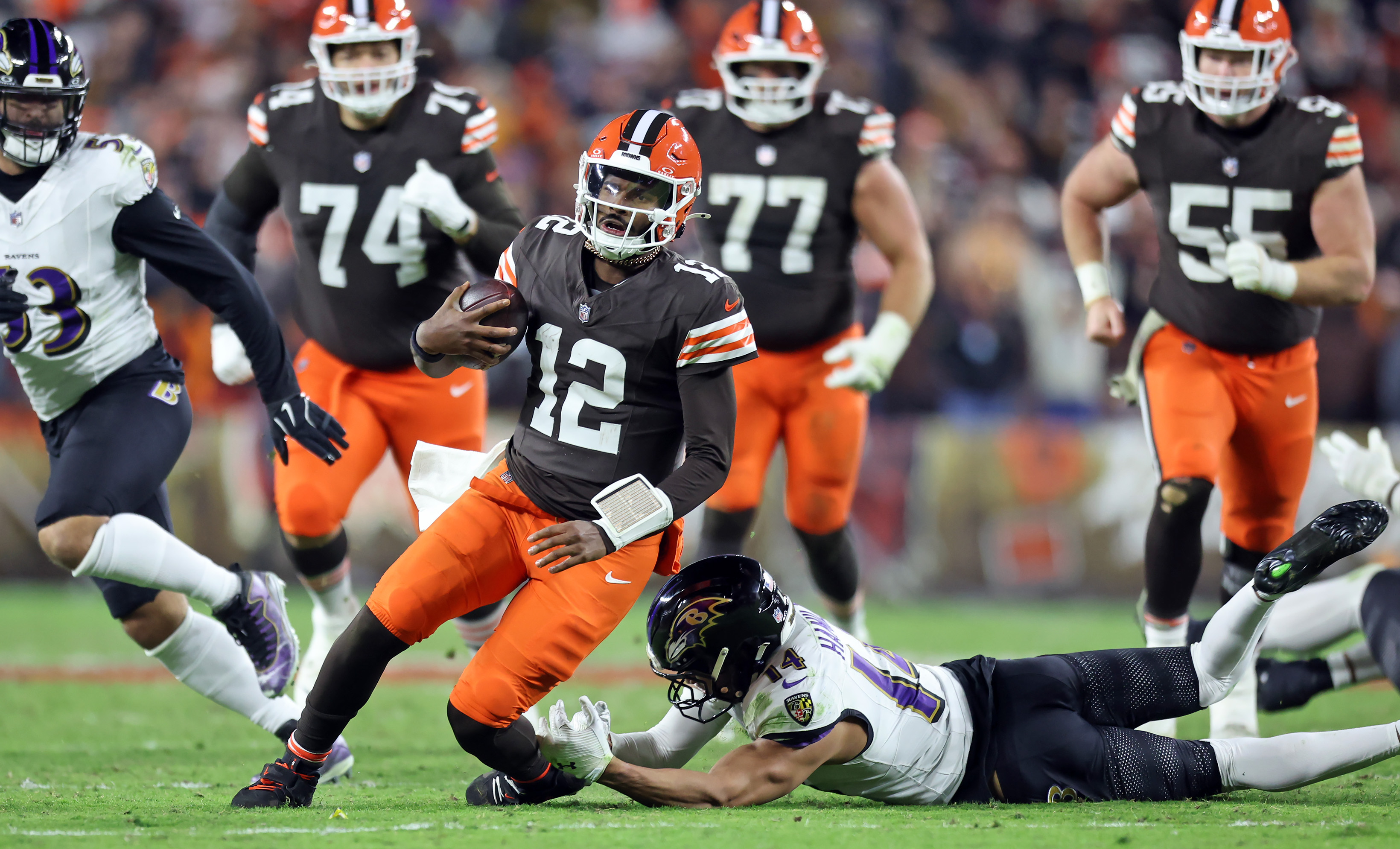Cleveland Browns quarterback Shedeur Sanders vs. Baltimore Ravens ...
