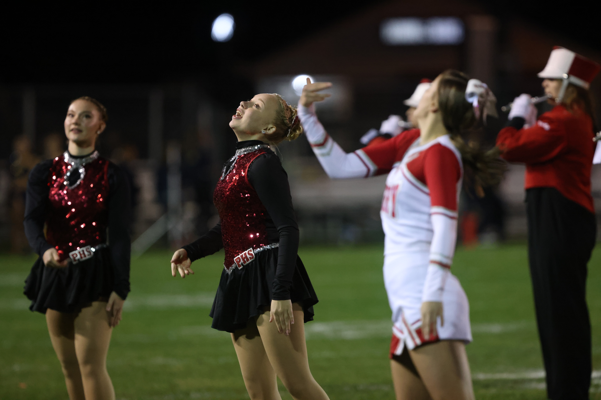Perry Marching Band performs at halftime of the game at Kirtland ...