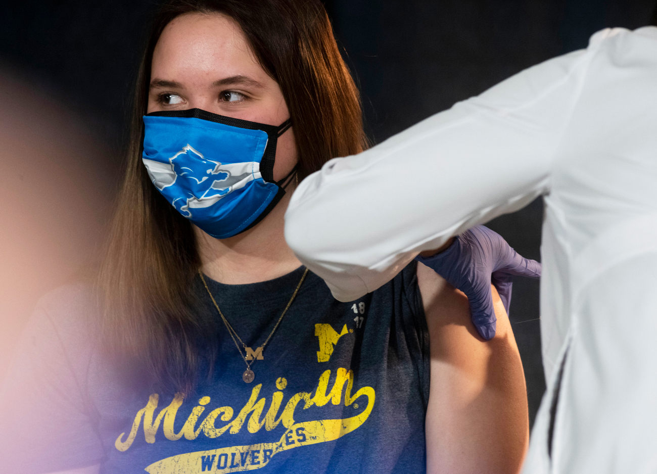 Michigan Gov. Gretchen Whitmer receives her first dose of Pfizer's ...