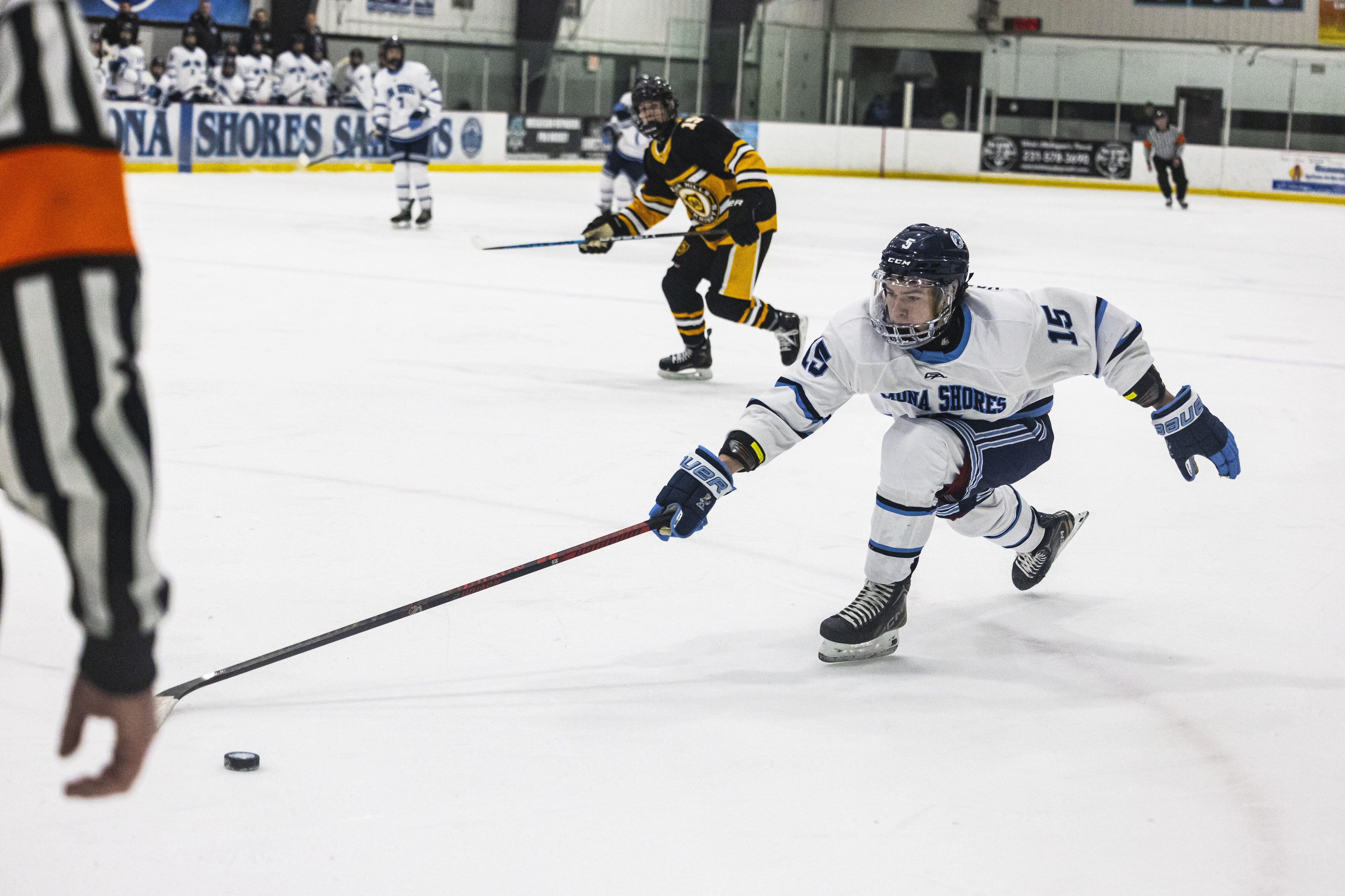 Mona Shores and Kenowa Hills go head-to-head in boys varsity hockey ...