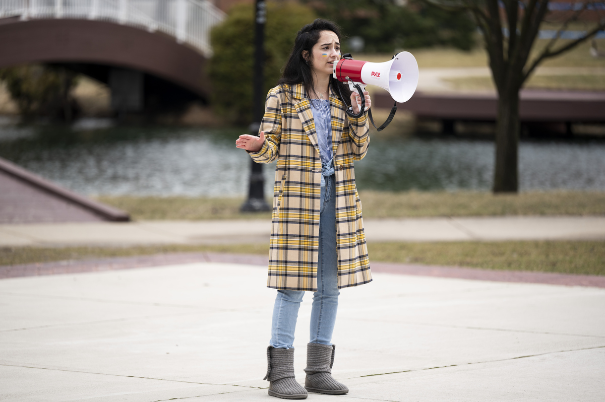 Students lead rally to support Ukraine at EMU - mlive.com