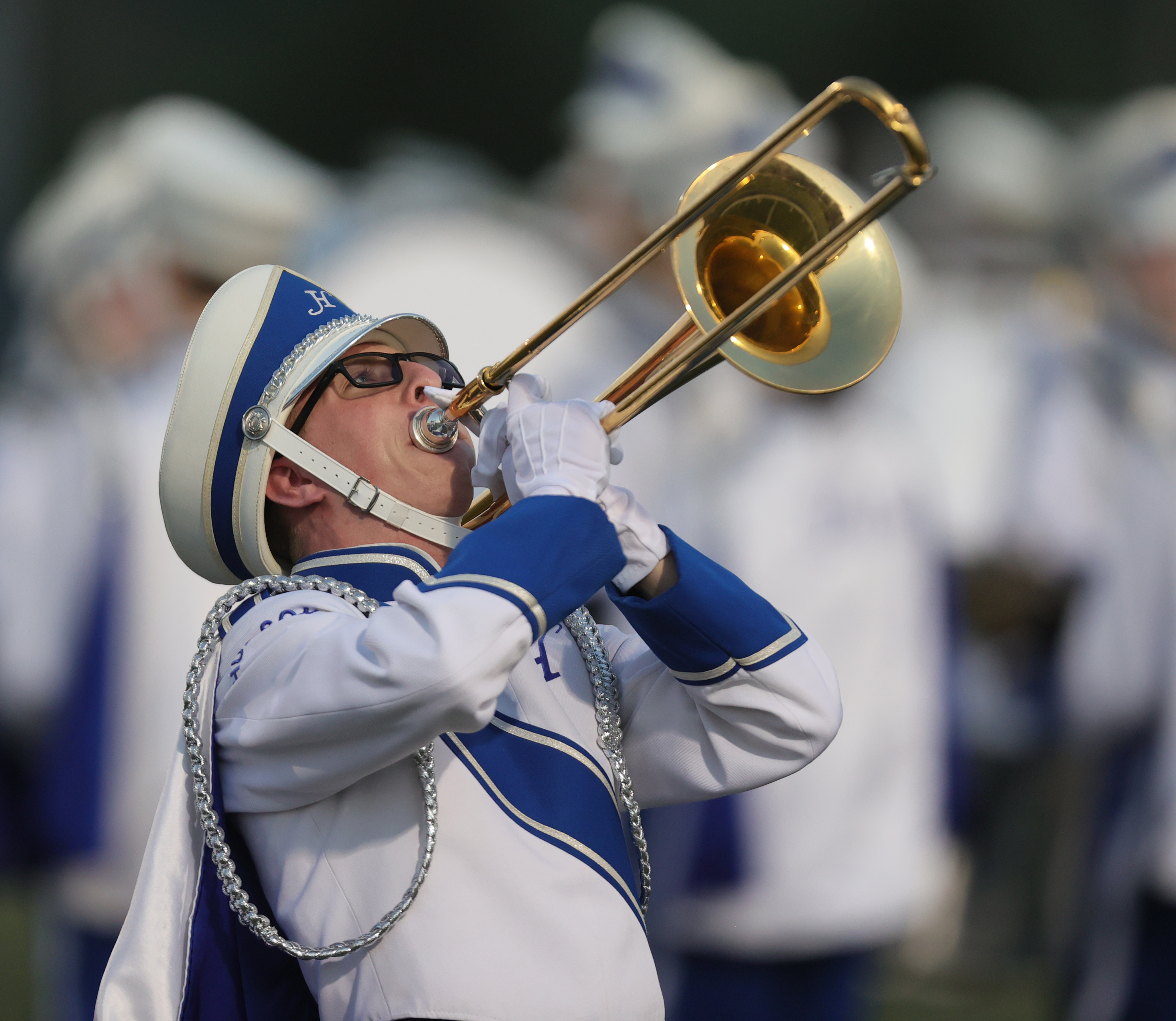 Hudson High School's marching band performs in their season home ...