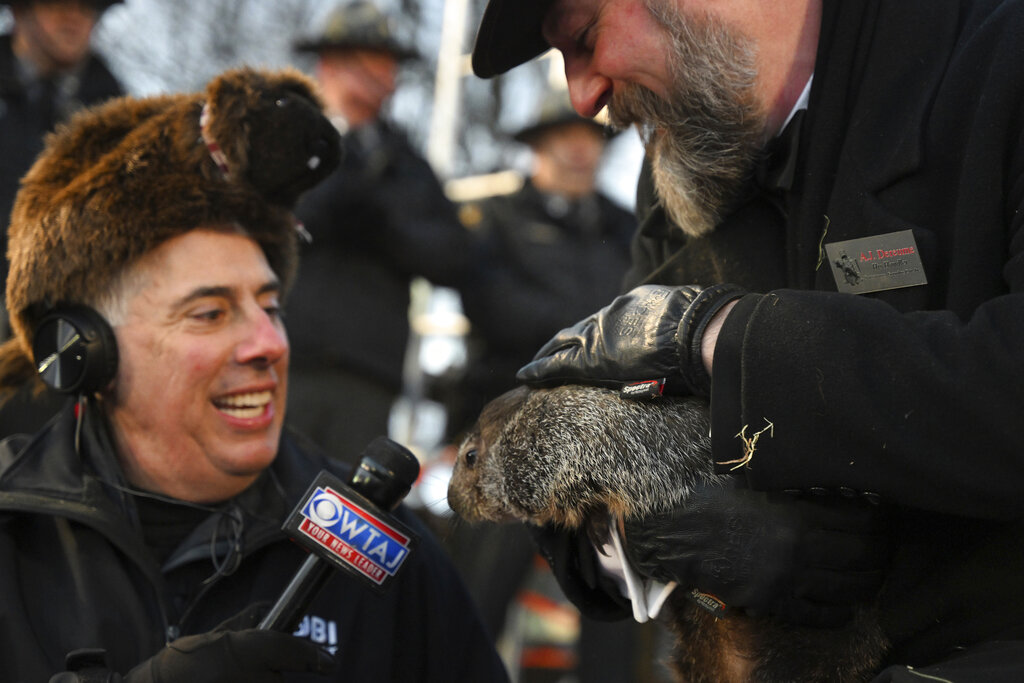 Punxsutawney Phil sees his shadow during annual Groundhog Day event in ...