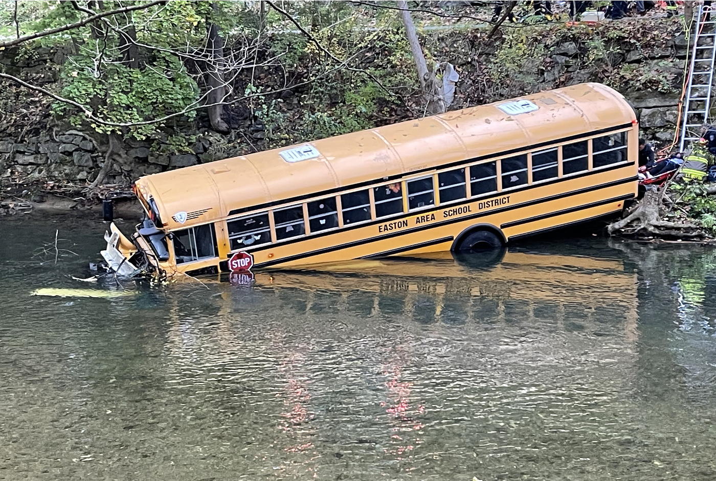 Dash cam captures Pa. school bus crashing into creek: watch