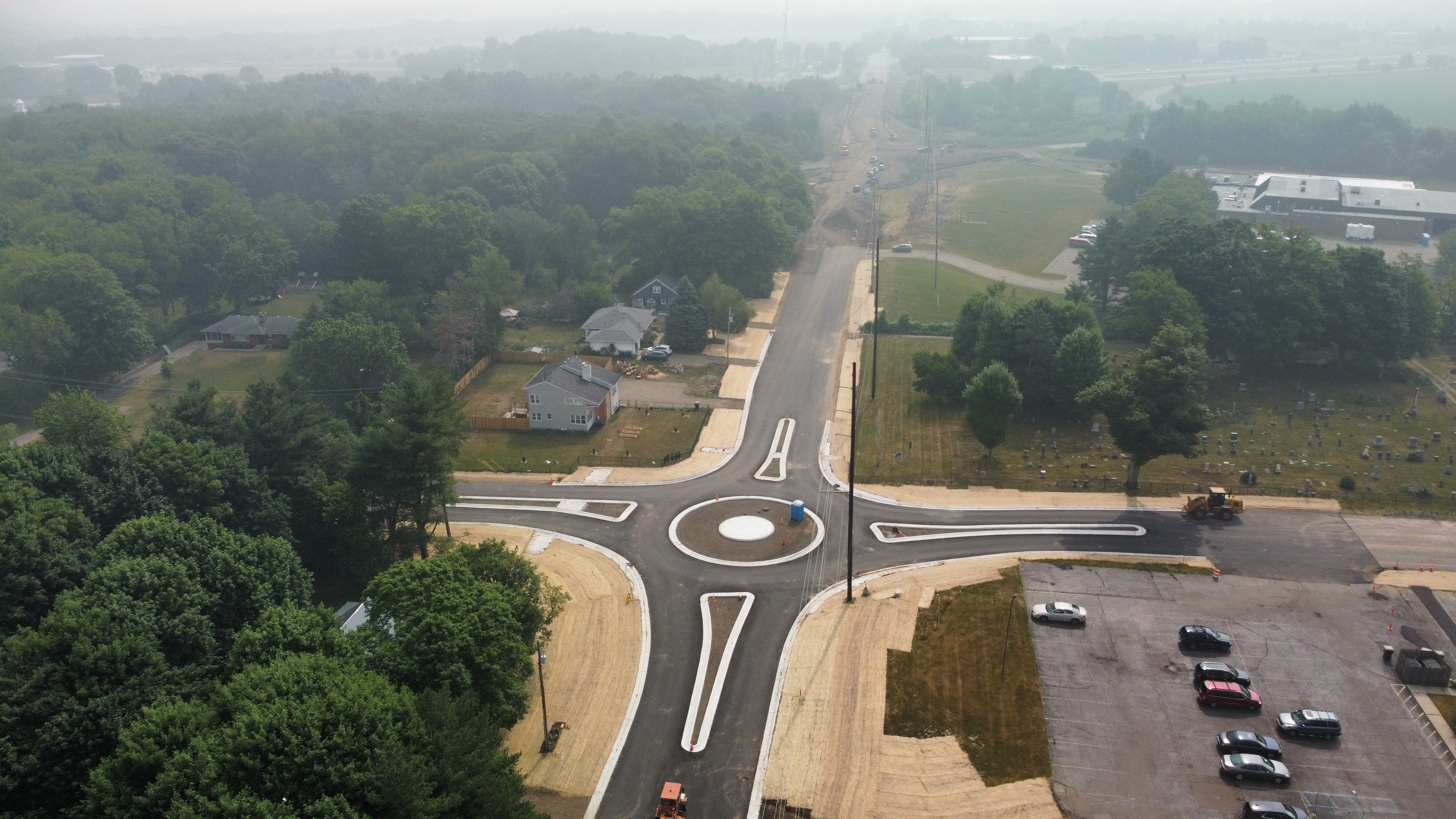 Drone photographs of roundabouts being built in Kalamazoo County ...