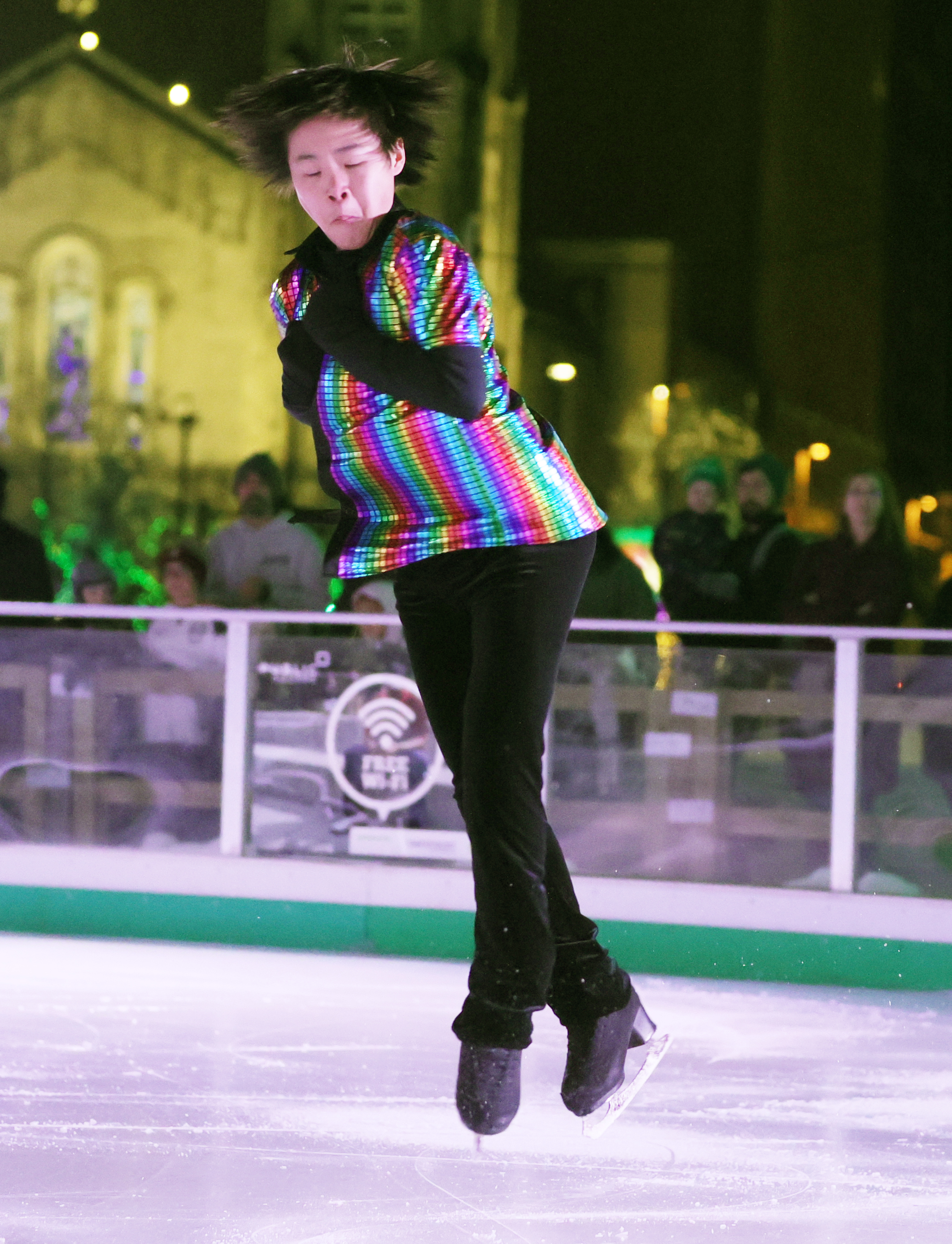 Former US gold medal Olympian figure skater Scott Hamilton skates ...