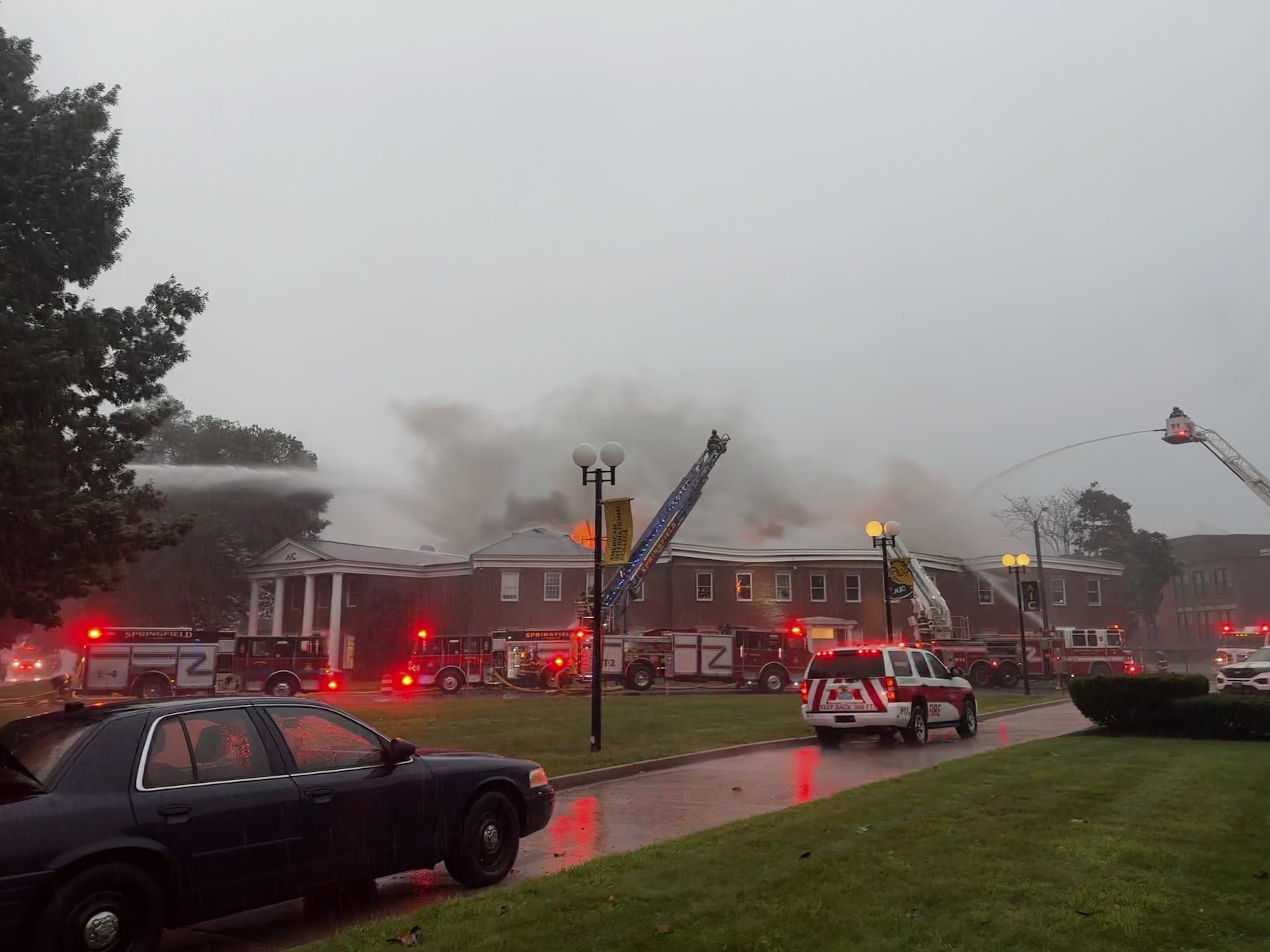 Firefighters battle fire at American International College building ...