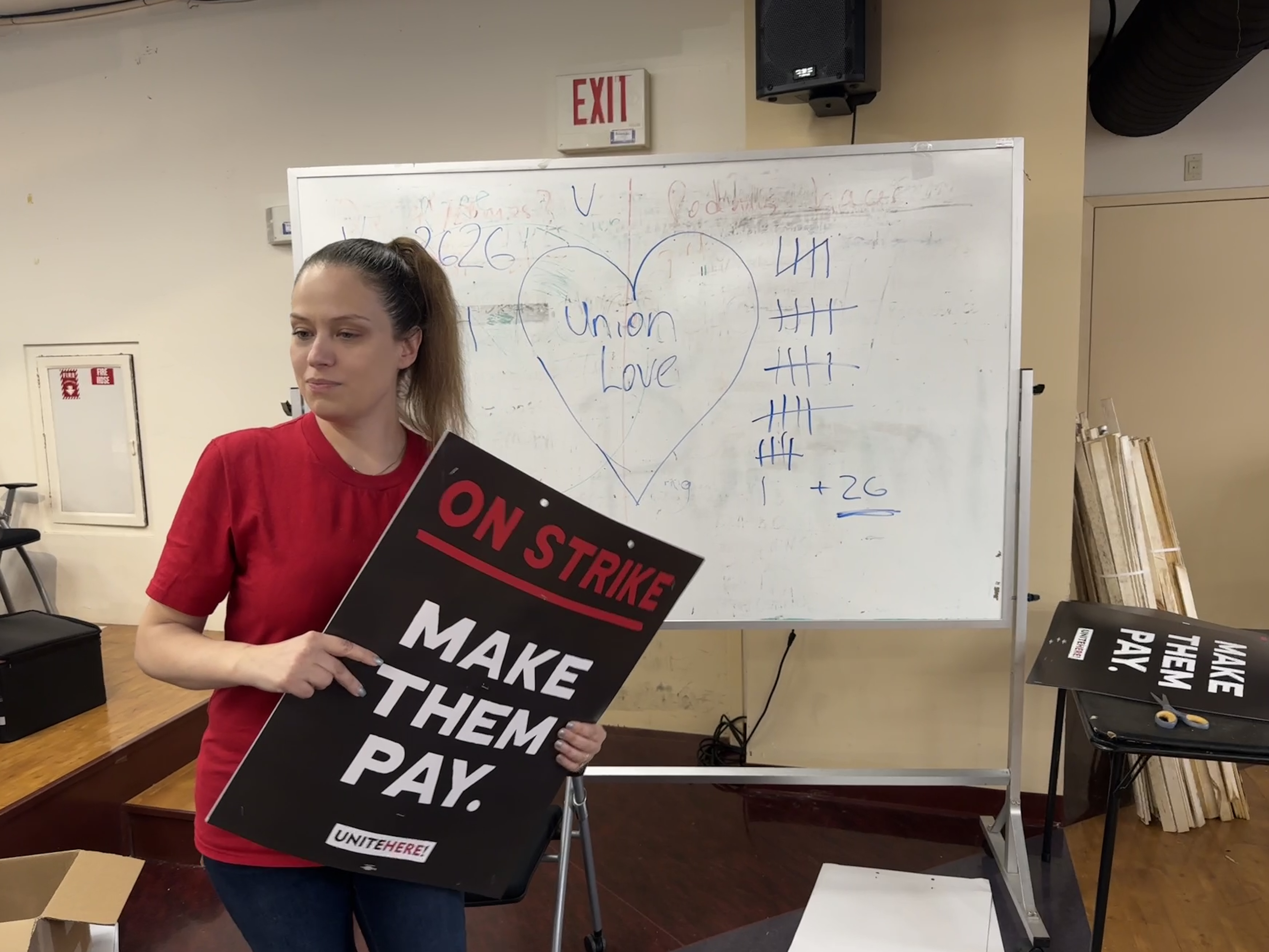UNITE HERE Local 26 Boston hotel worker strike sign workspace ...