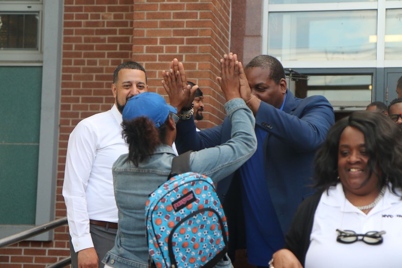 Dads and kids celebrate National Dads Take Your Child to School Day in ...