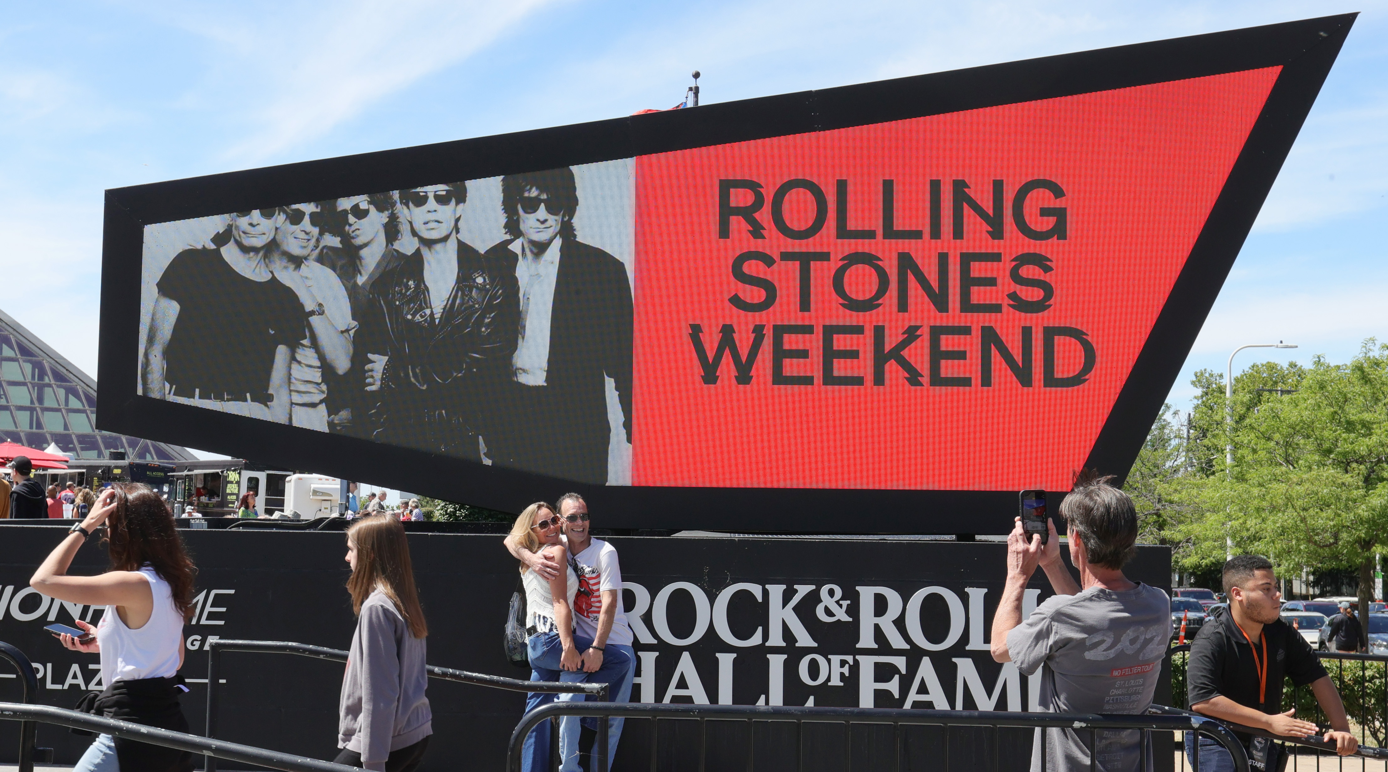 Rolling Stones fans gather early before the concert at Cleveland Browns ...