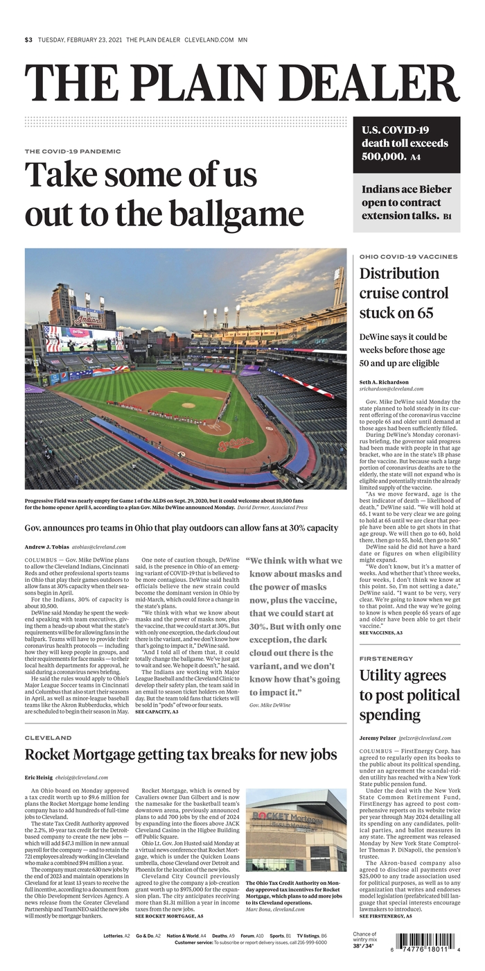 2021 Plain Dealer front page images: Part 1 - cleveland.com