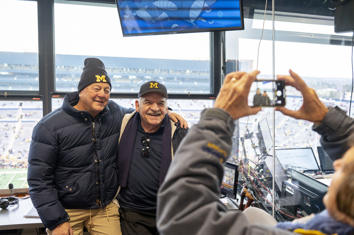 Longtime Michigan football announcers Jim Brandstatter and Dan Dierdorf ...