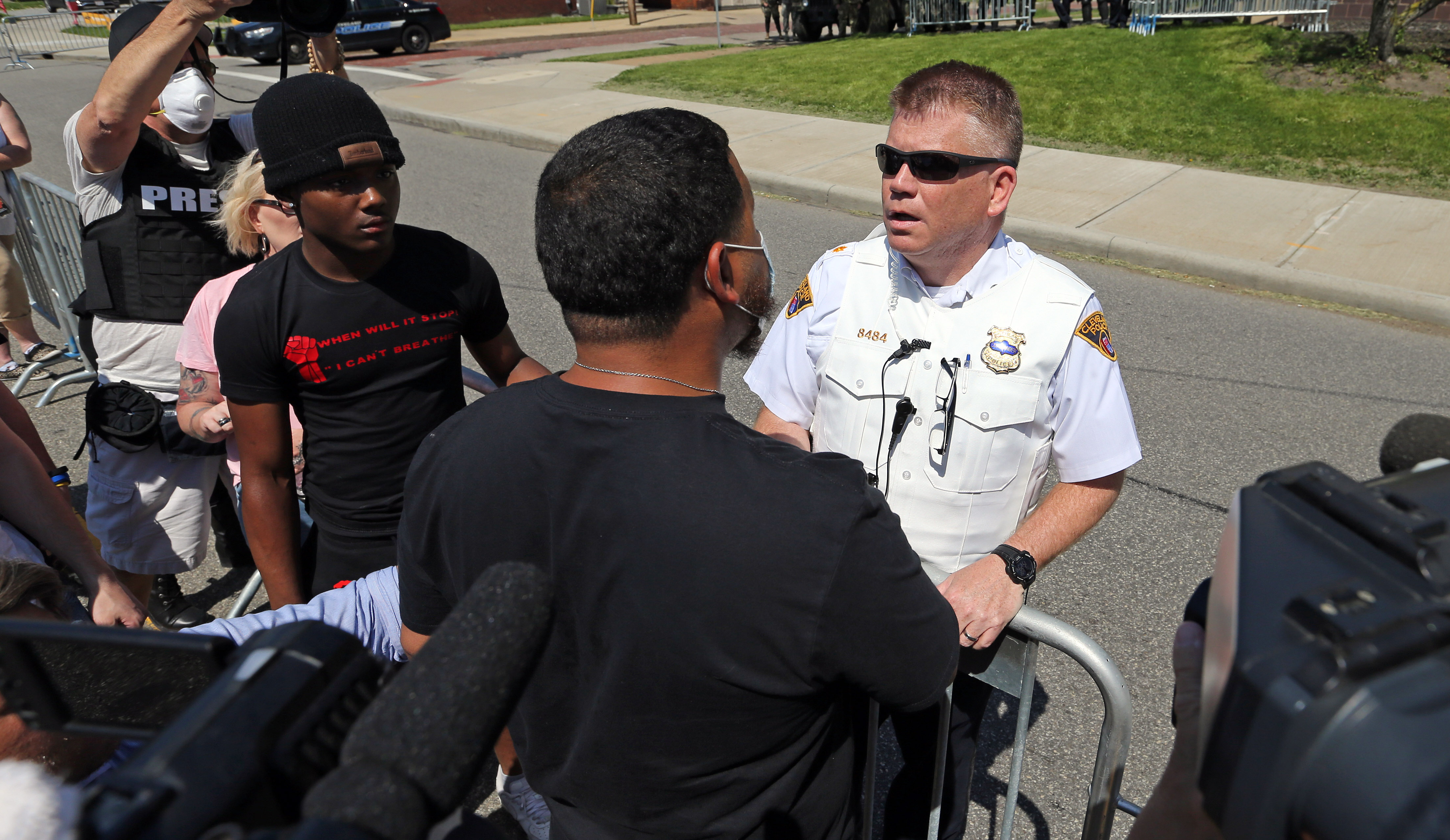 Protesters rally at Cleveland Police First District Headquarters, June ...