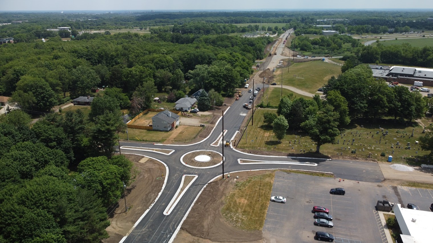 Drone photographs of roundabouts being built in Kalamazoo County ...