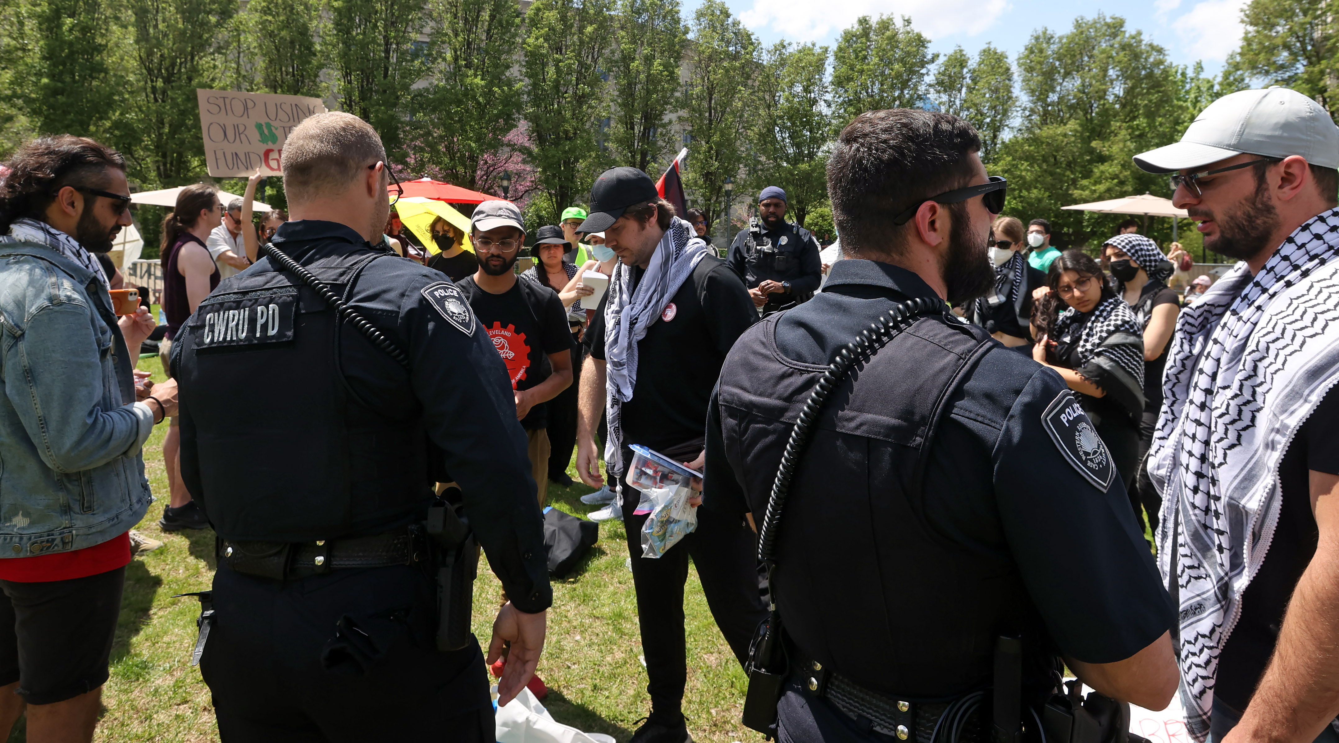 Pro-Palestine demonstrators at Case Western Reserve University , April ...
