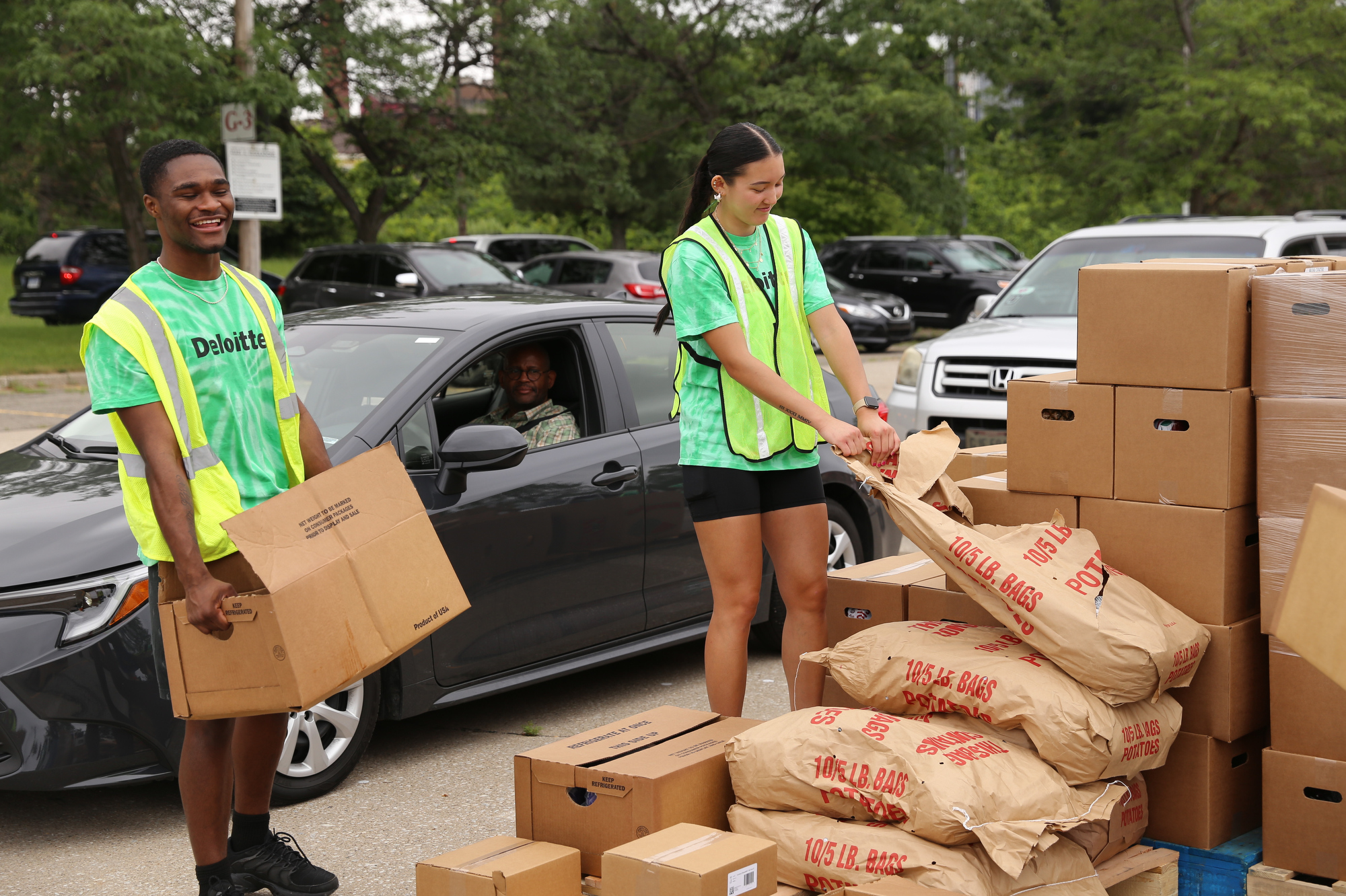 Food bank food distribution at Muni lot - cleveland.com