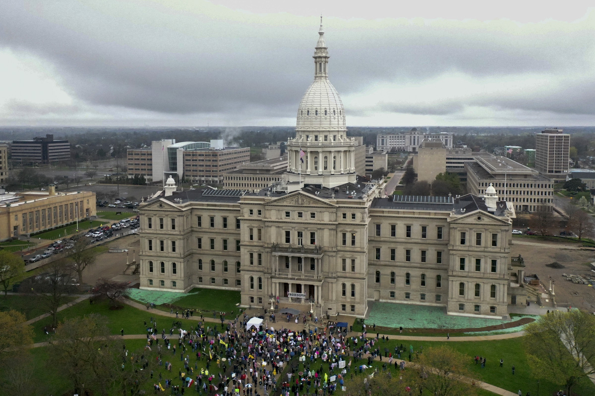 Protesters congregate at Michigan Capitol in rally against stay-home ...