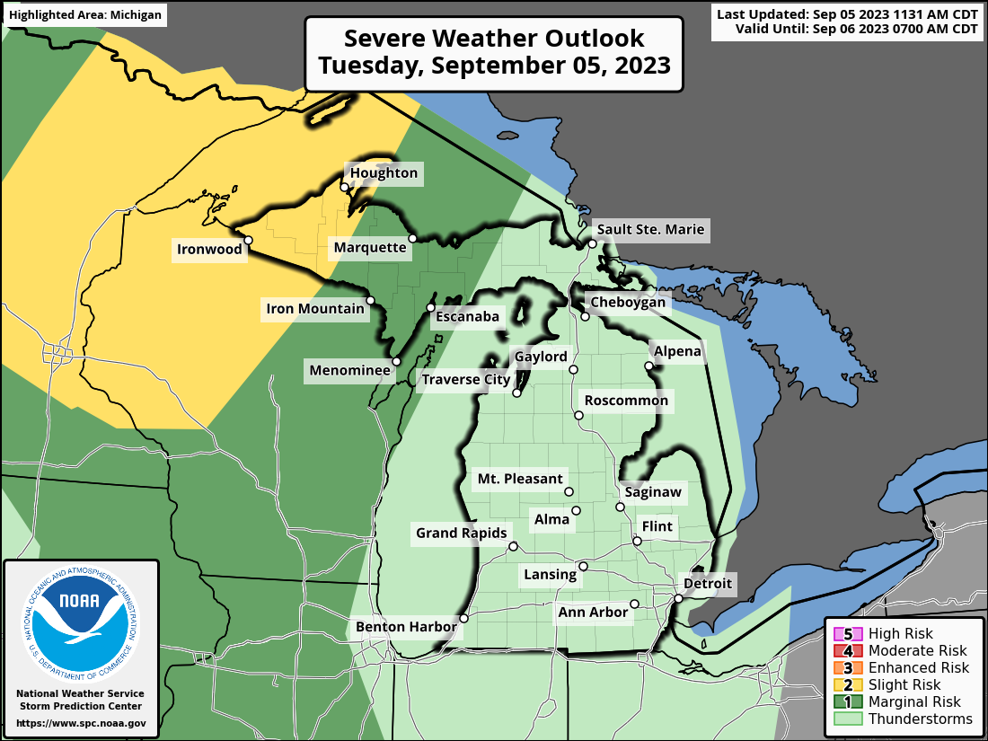 Tornado target of the U.S. tonight is Michigan’s Upper Peninsula