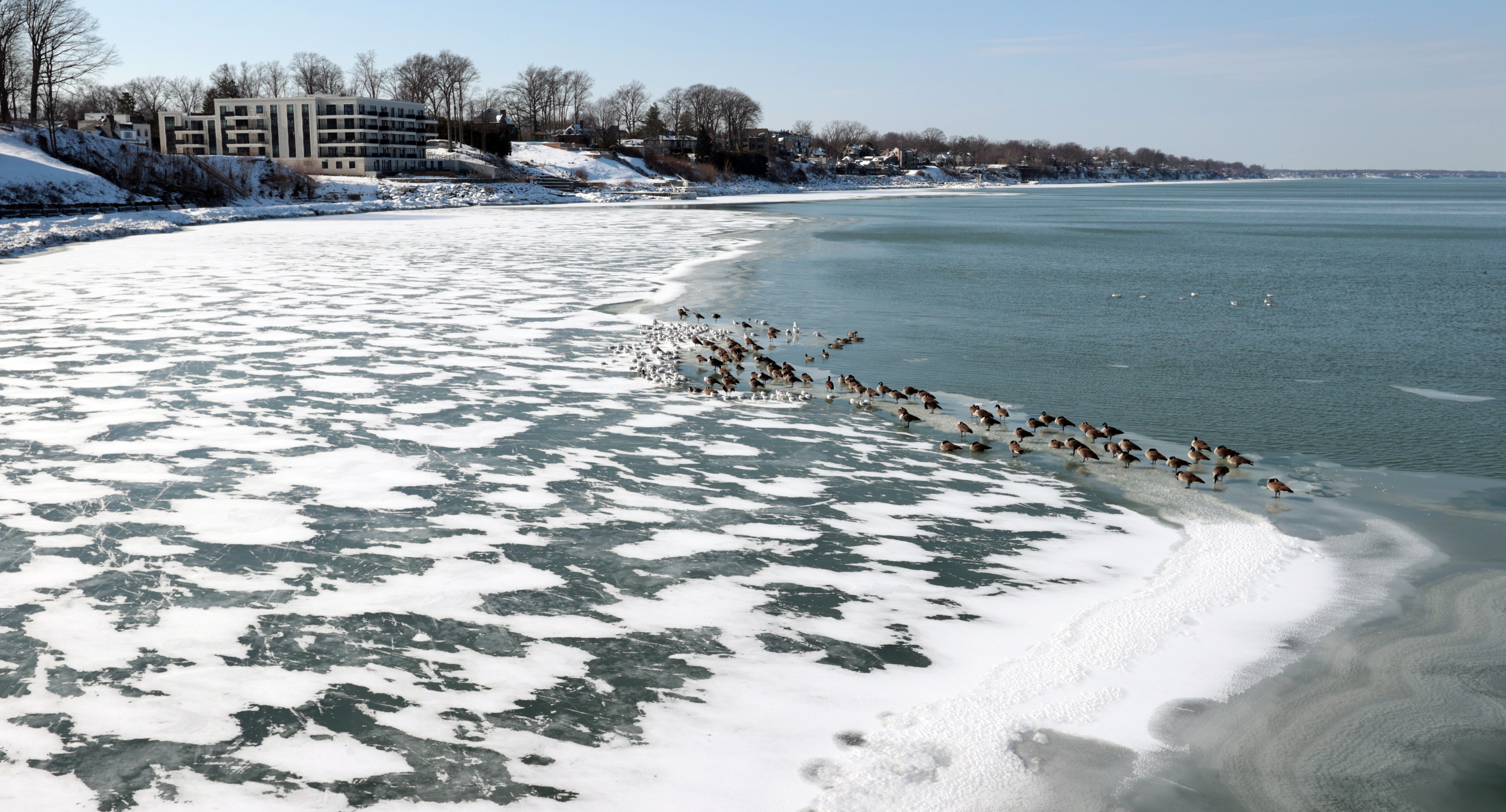 Winter ice formations along the shore of Lake Erie, January 21, 2026 ...