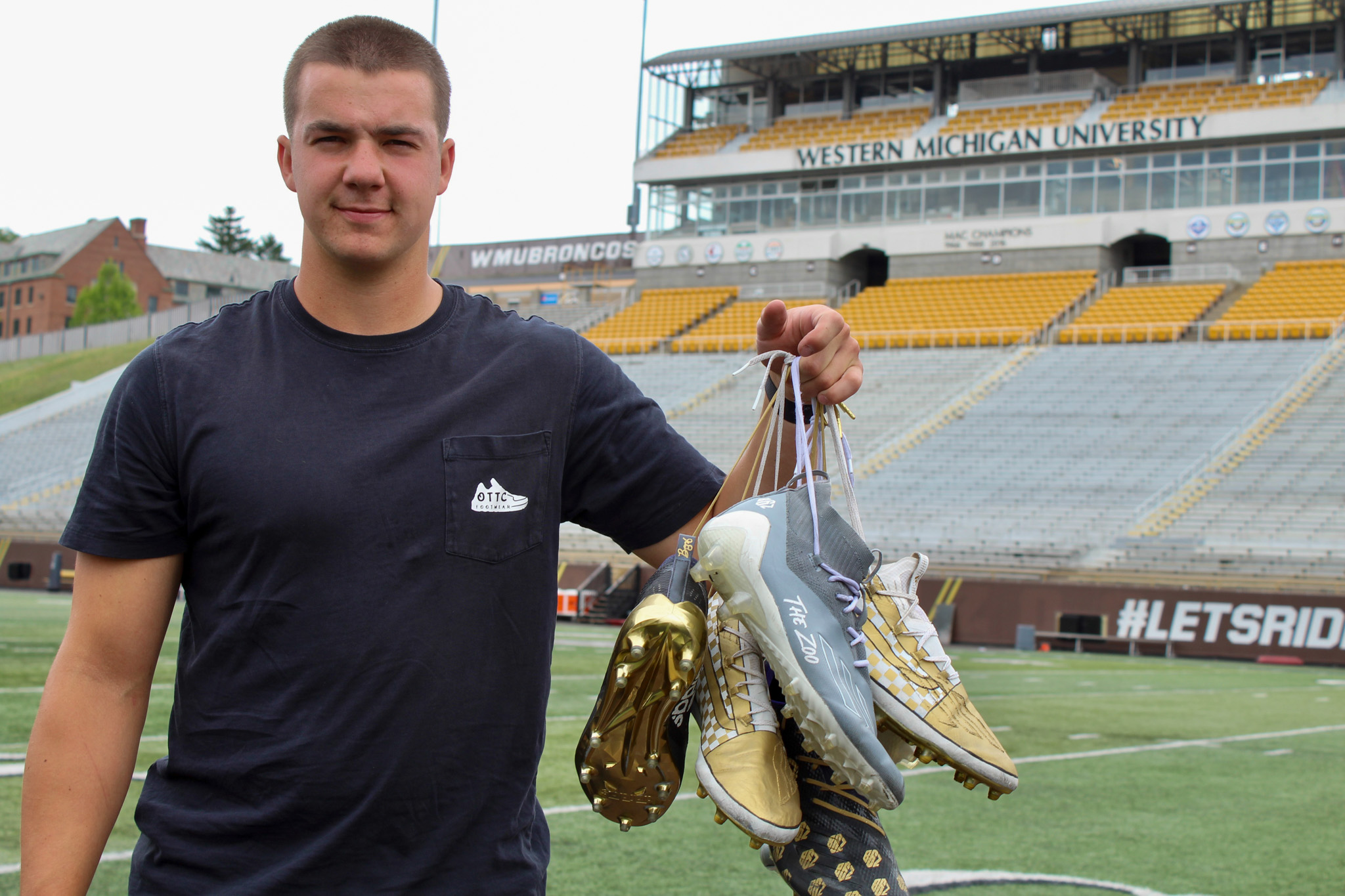 Western Michigan TE Blake Bosma's Over The Top Customs footwear company ...