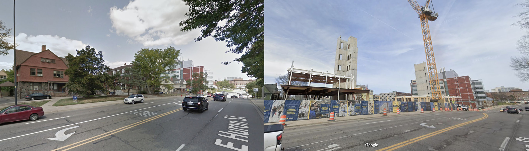 Before and after street views of University of Michigan construction ...