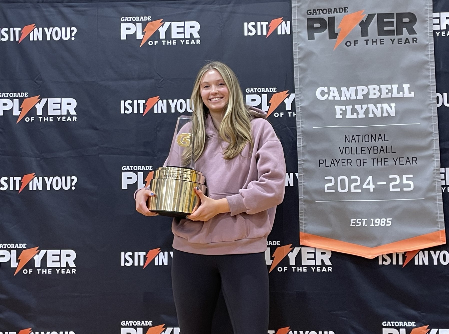 Mercy's Campbell Flynn is presented the 2024-25 Gatorade National ...