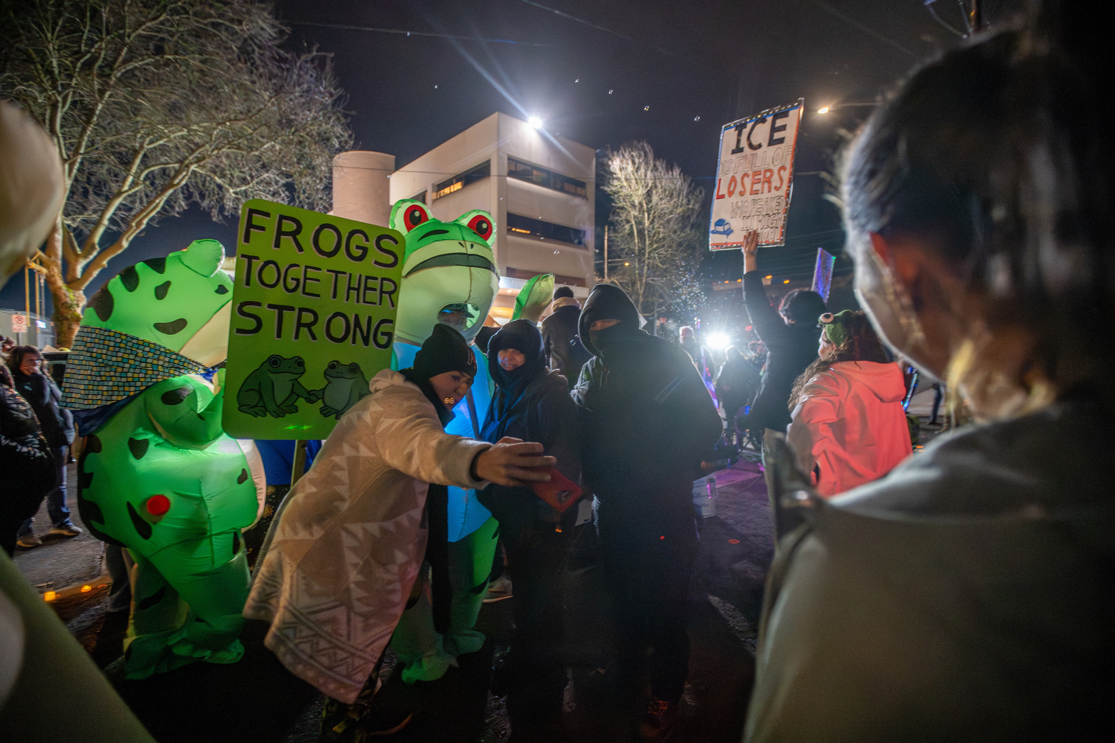 Frog Brigade closes day of protests at ICE building - oregonlive.com