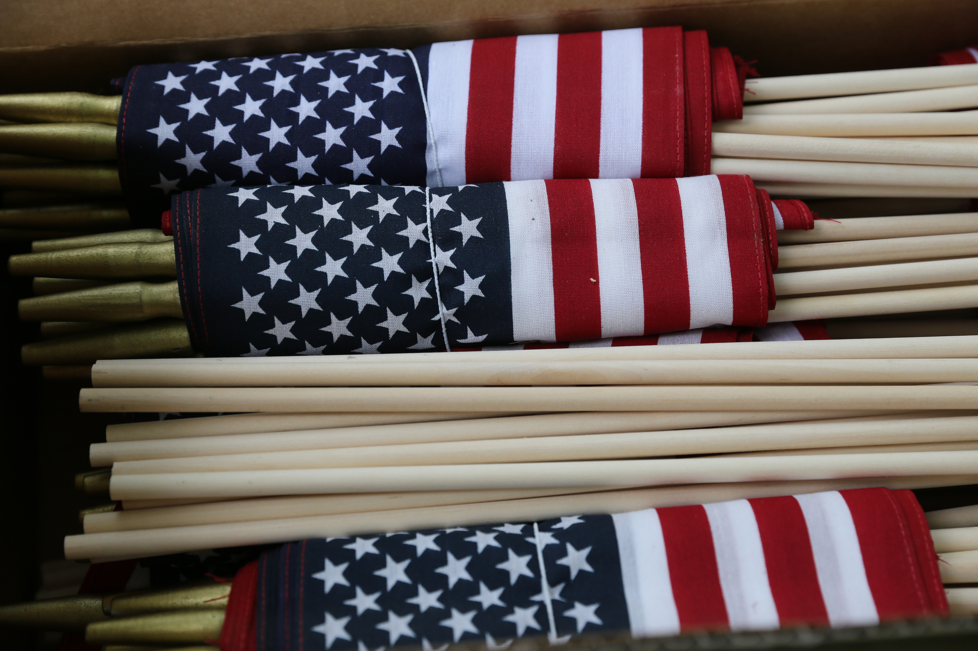 Flags placed on gravesites at Lake View Cemetery for Memorial Day ...