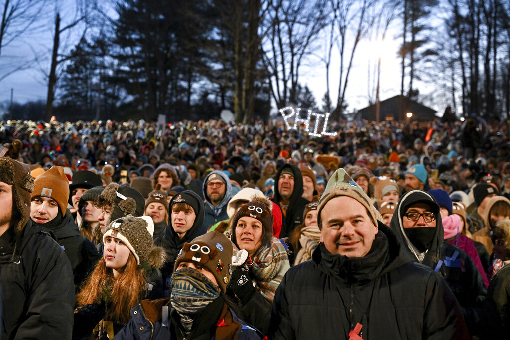 Punxsutawney Phil sees his shadow during annual Groundhog Day event in ...