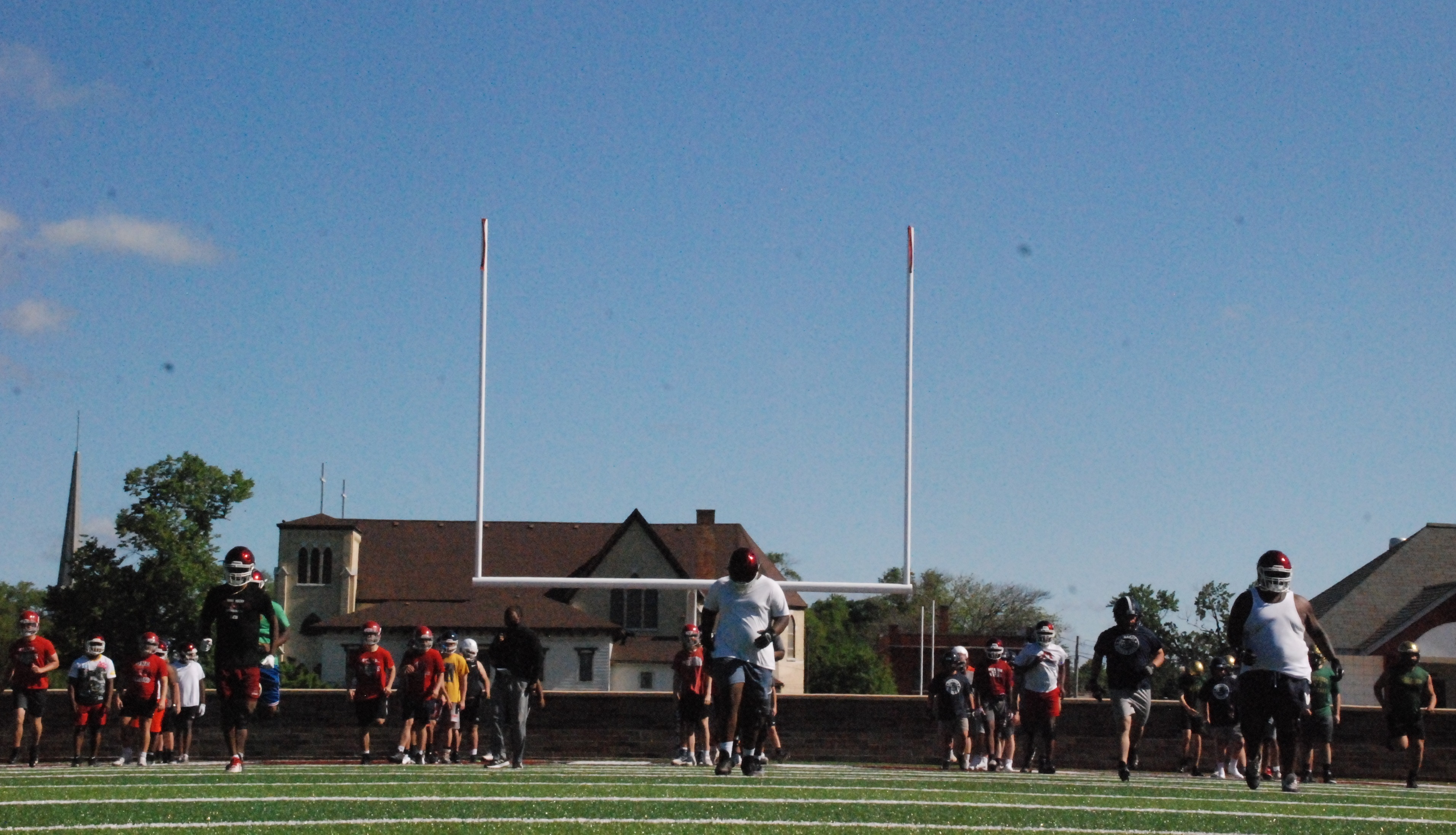 Second Muskegon Big Red Offensive Line Camp hosted at Hackley Stadium ...