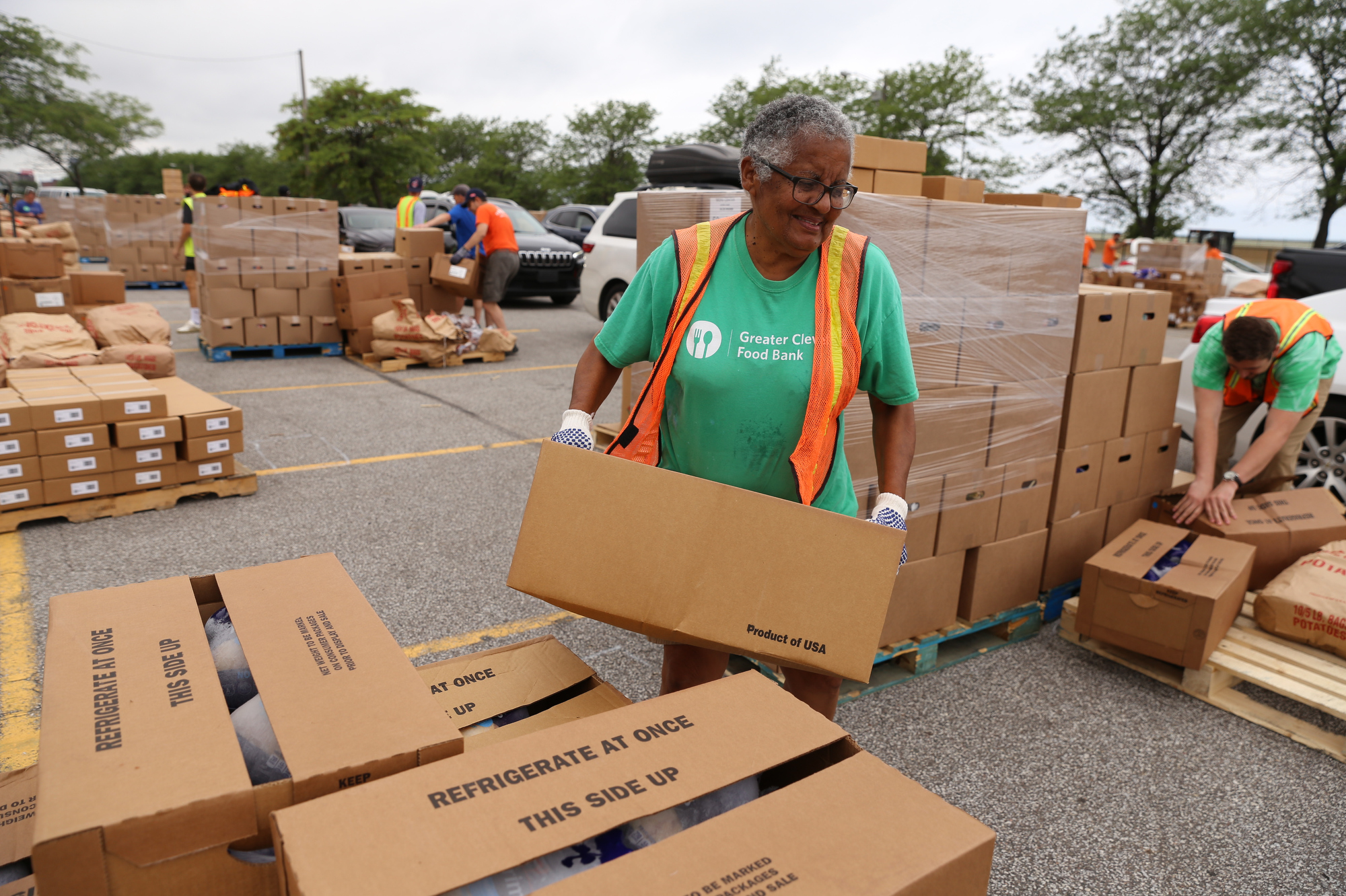 Food bank food distribution at Muni lot - cleveland.com