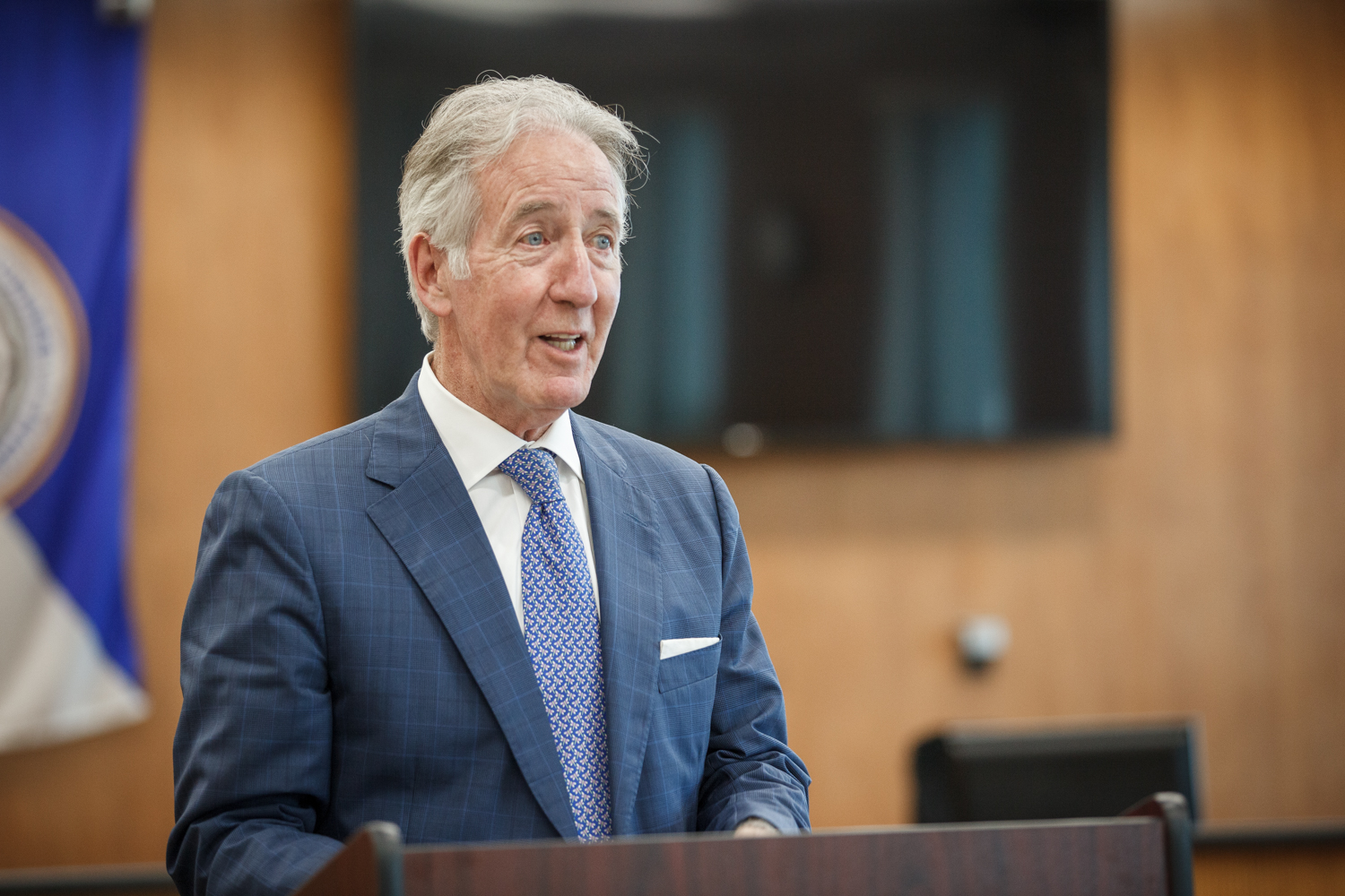 U.S. Rep. Richard E. Neal speaks with West Springfield officials ...