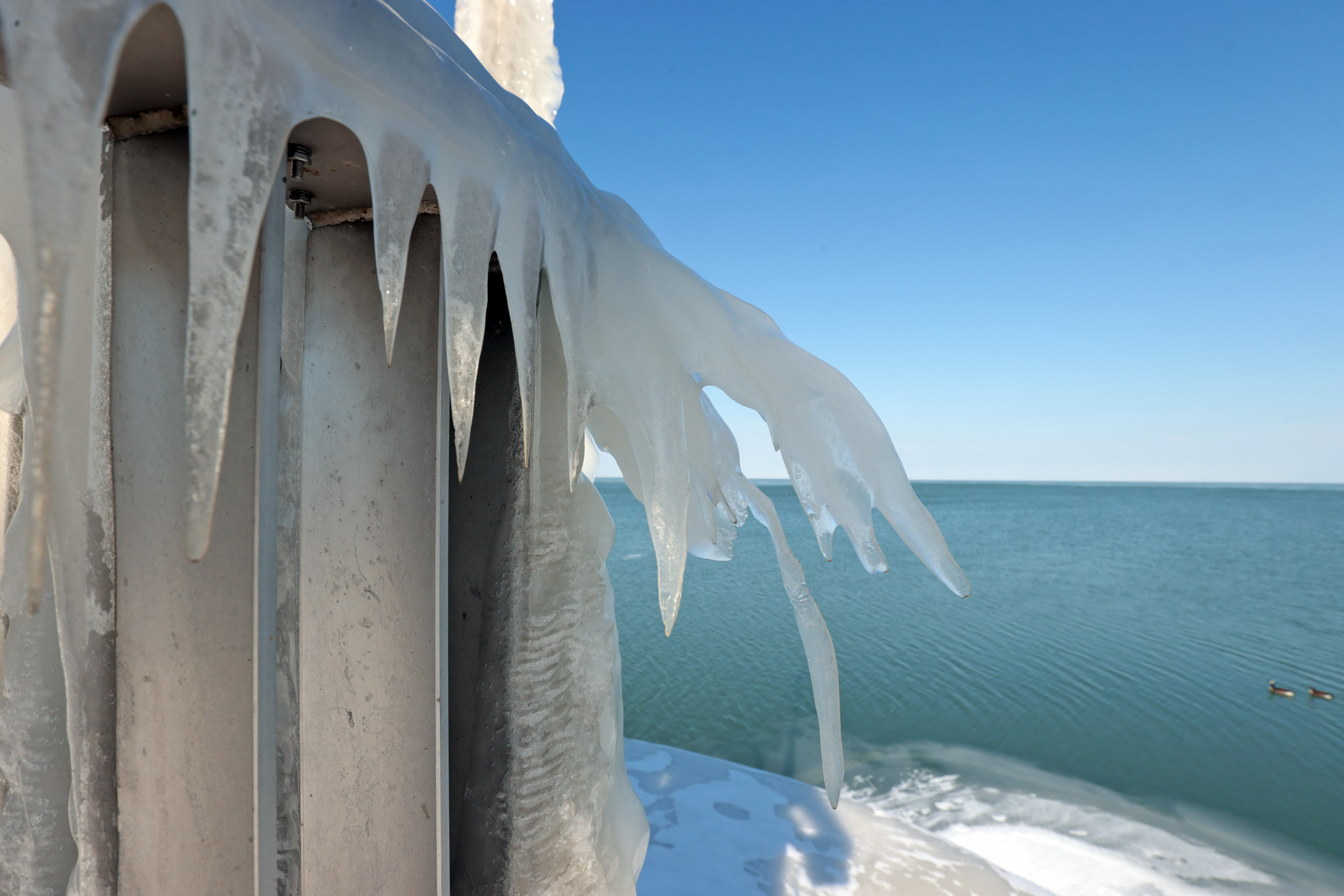 Winter ice formations along the shore of Lake Erie, January 21, 2026 ...