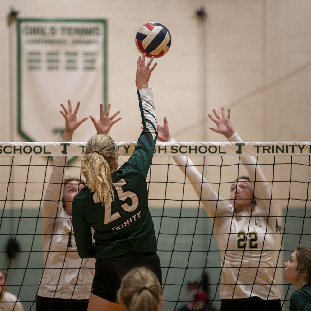 Defending state volleyball champions Trinity girls defeat Berks ...