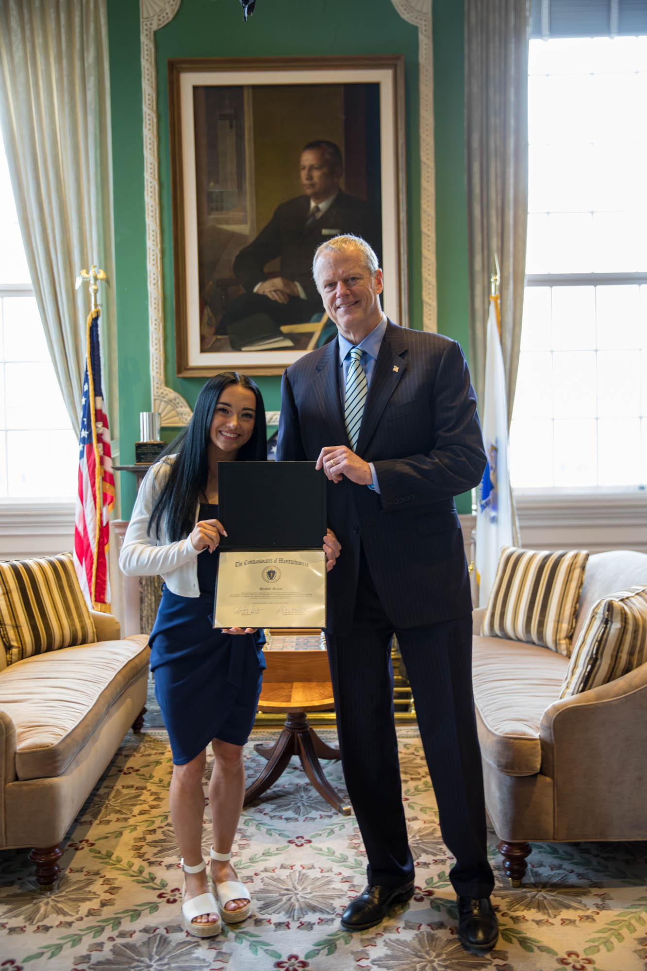 Navarro Cheer's Maddy Brum meets with Massachusetts Gov. Charlier Baker ...