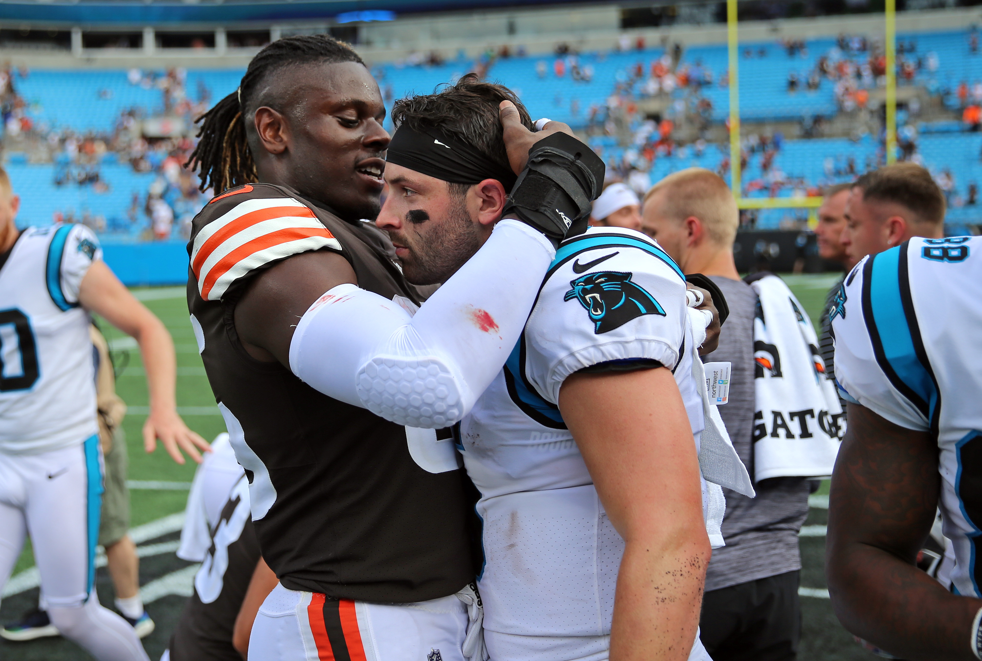 Carolina Panthers quarterback Baker Mayfield vs. Cleveland Browns, September 11, 2022 ...