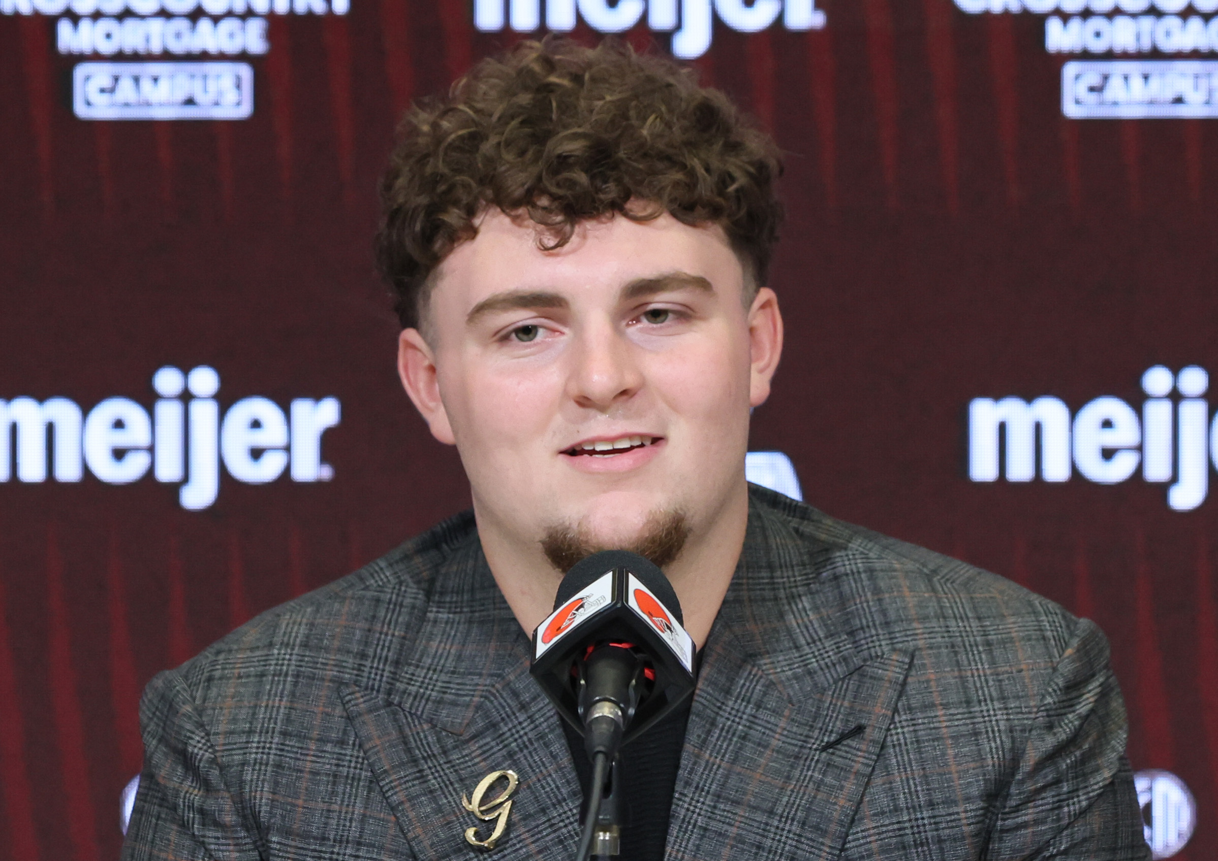 Cleveland Browns number one draft pick DT Mason Graham in Berea, April ...